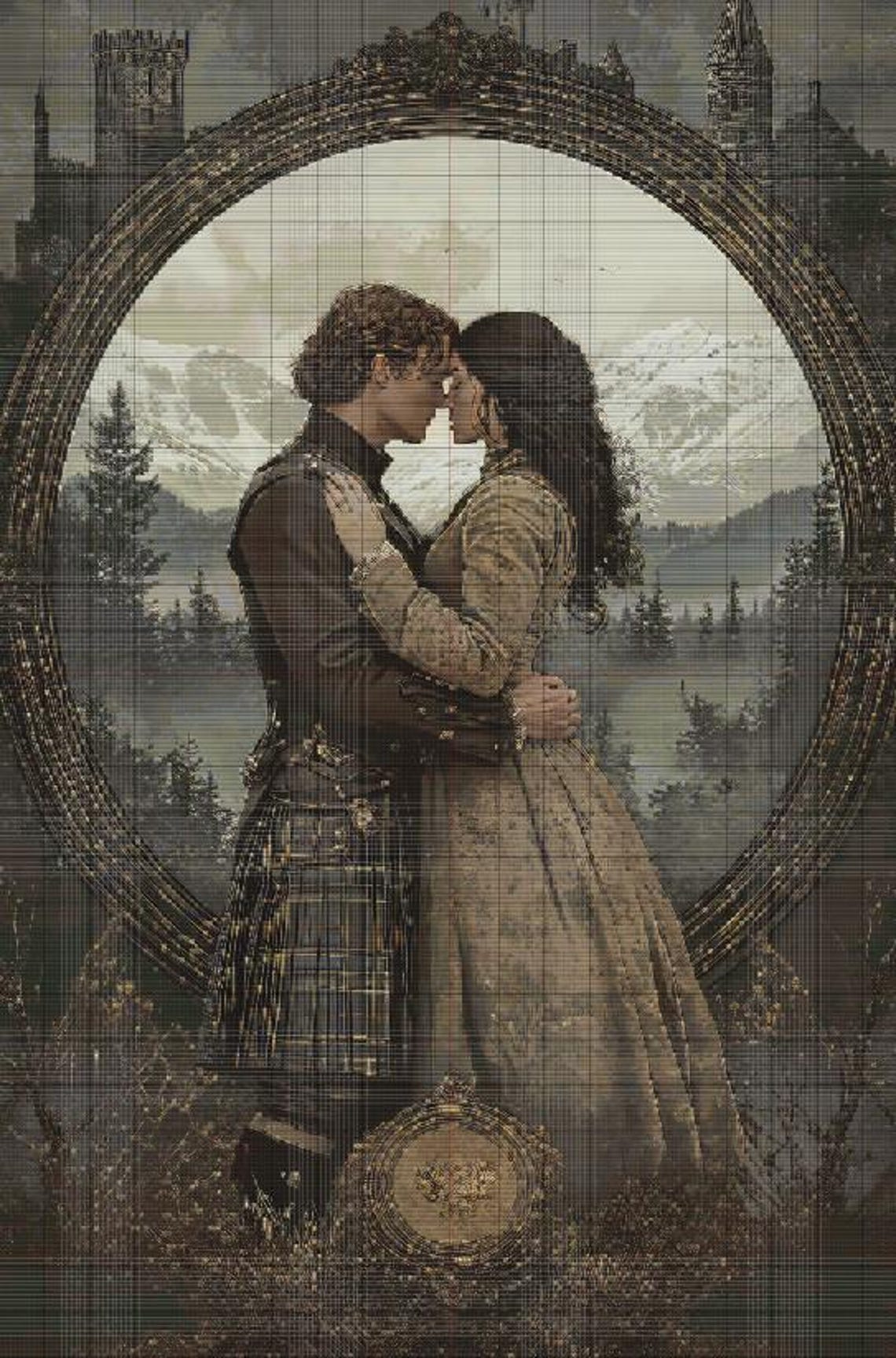 Outlander Claire Jamie Fraser Cross Stitch Pattern. Instant PDF ...