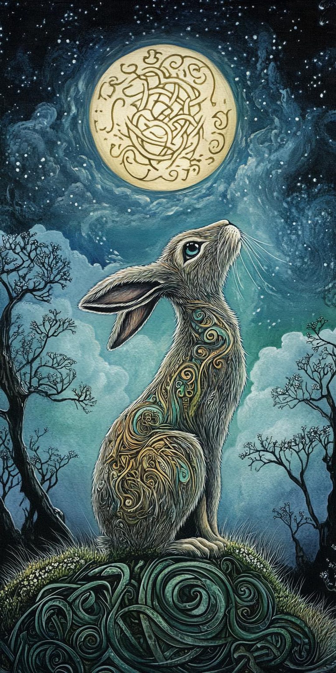 Moon Gazing Hare Cross Stitch Pattern. Digital PDF Download. 45,000 ...