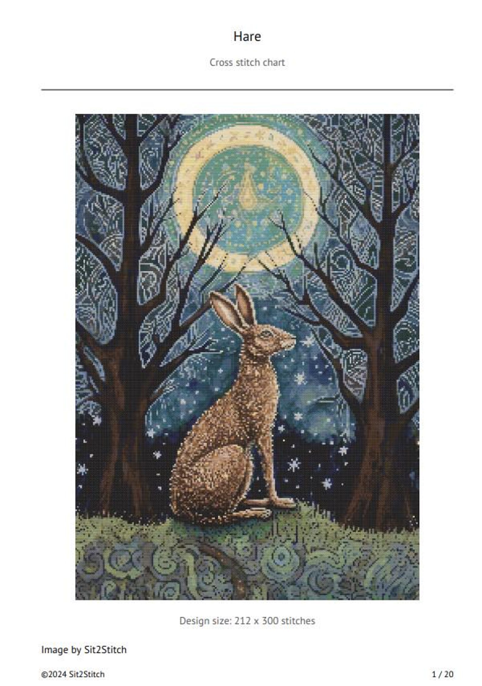Hare Cross Stitch Pattern - PDF Download _ Instant Download - 63,600 ...