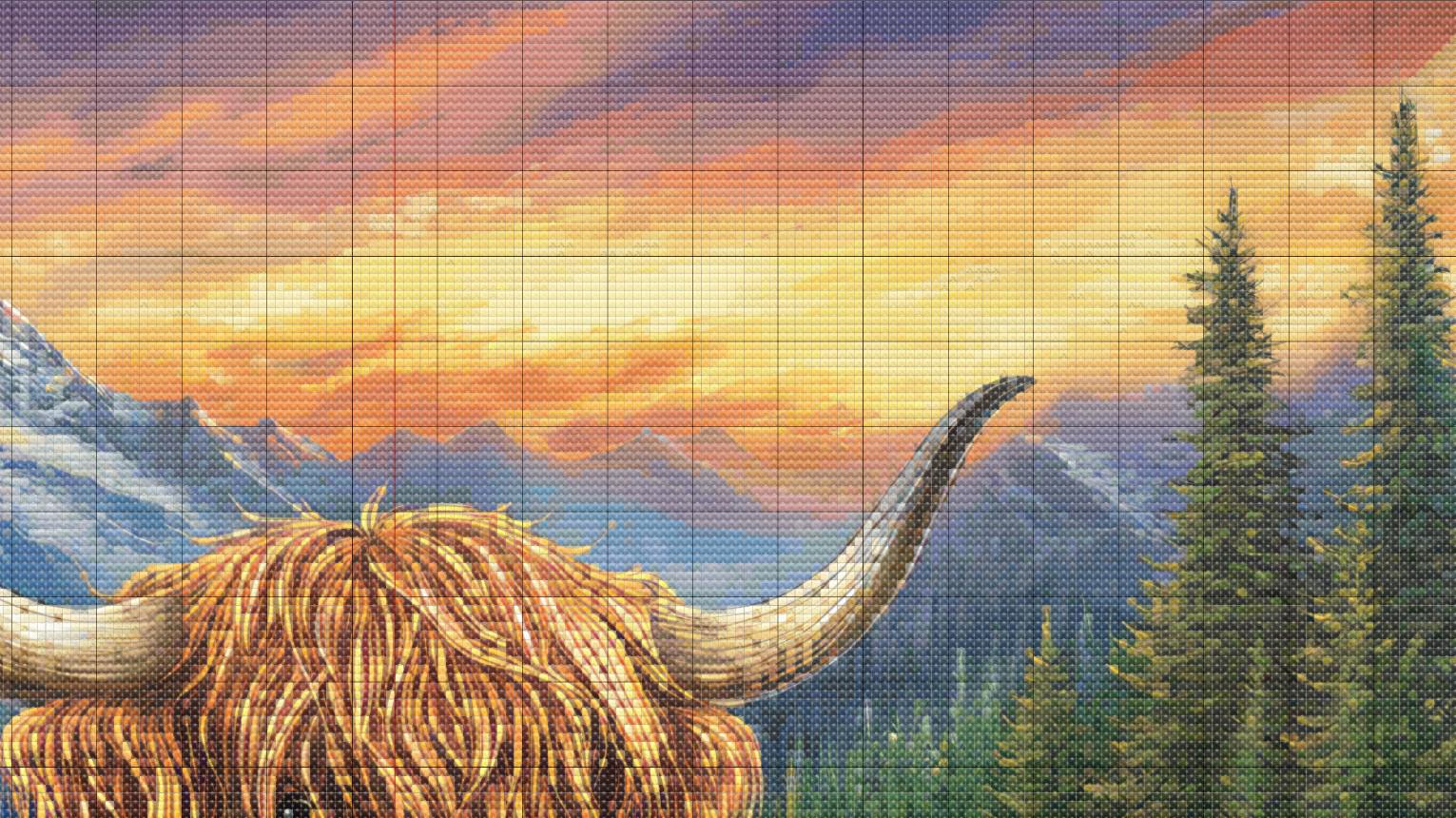 Highland Cow Cattle Scotland Flowers Meadow Cross Stitch Pattern ...