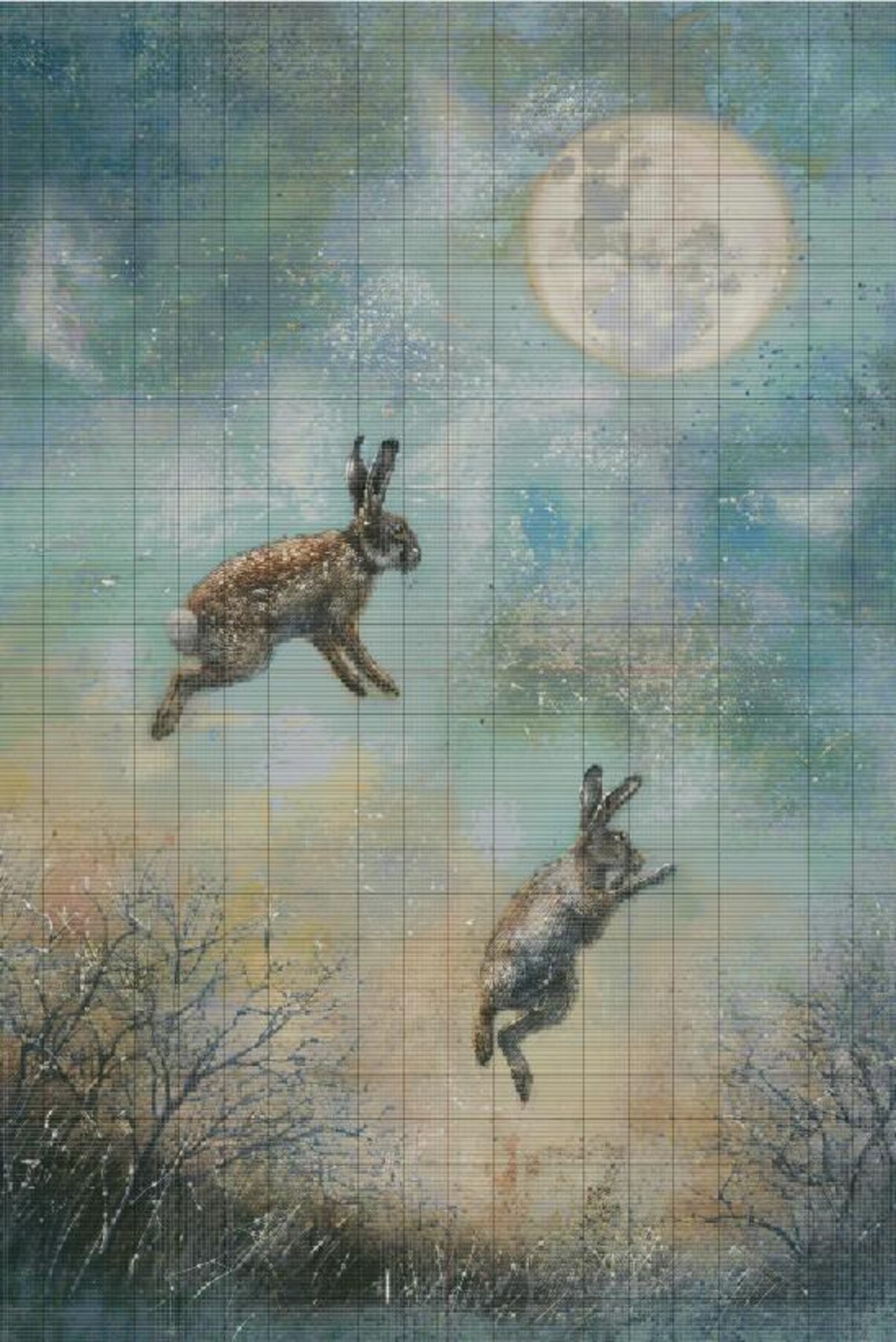 March Hares Cross Stitch Pattern. Instant PDF Download. 60,000 Stitches ...
