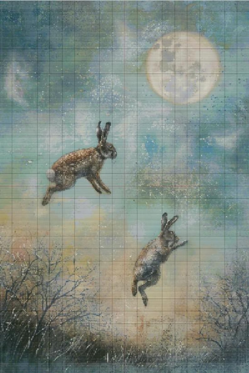 March Hares Cross Stitch Pattern. Instant PDF Download. 60,000 Stitches ...