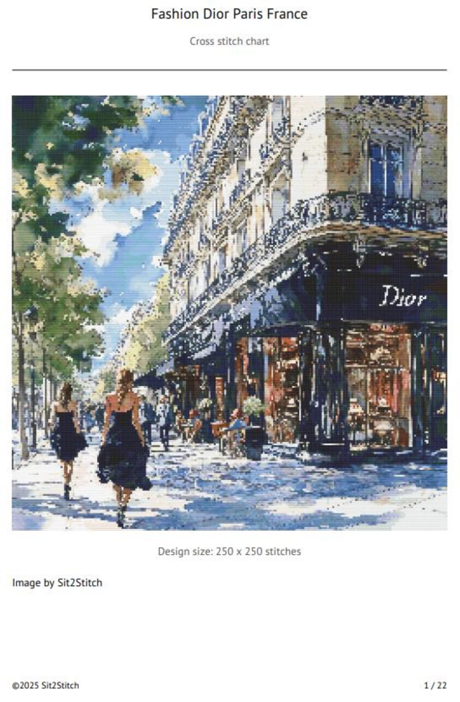 Fashion Dior Paris France Cross Stitch Pattern. Instant PDF Download ...
