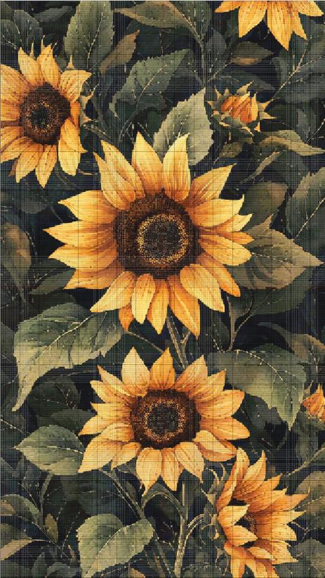Sunflower Cross Stitch Pattern. Instant PDF Downloads. 50,400 Stitches ...