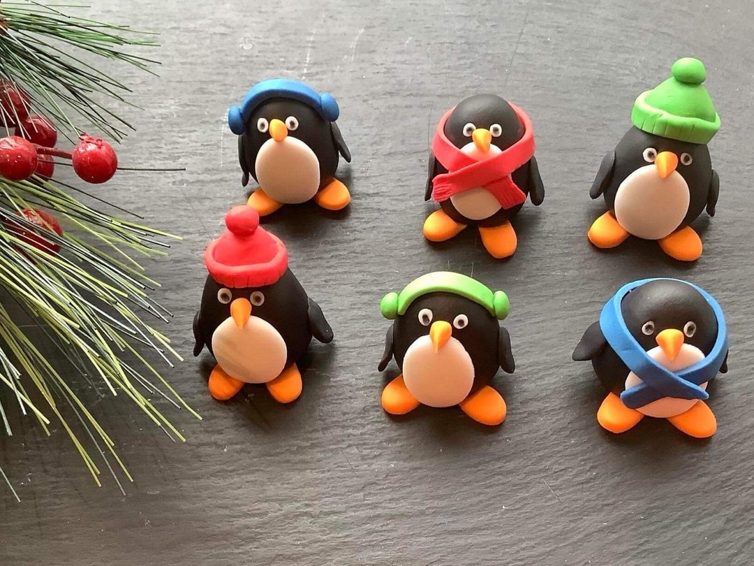 6x Edible Christmas Penguins Cupcake / Cookie / Cake Toppers, Sugar ...