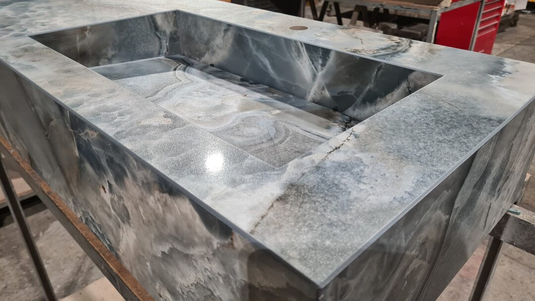 Custom Ceramic Countertop Sink, Onix Effect, Floating or Wall Mounted ...