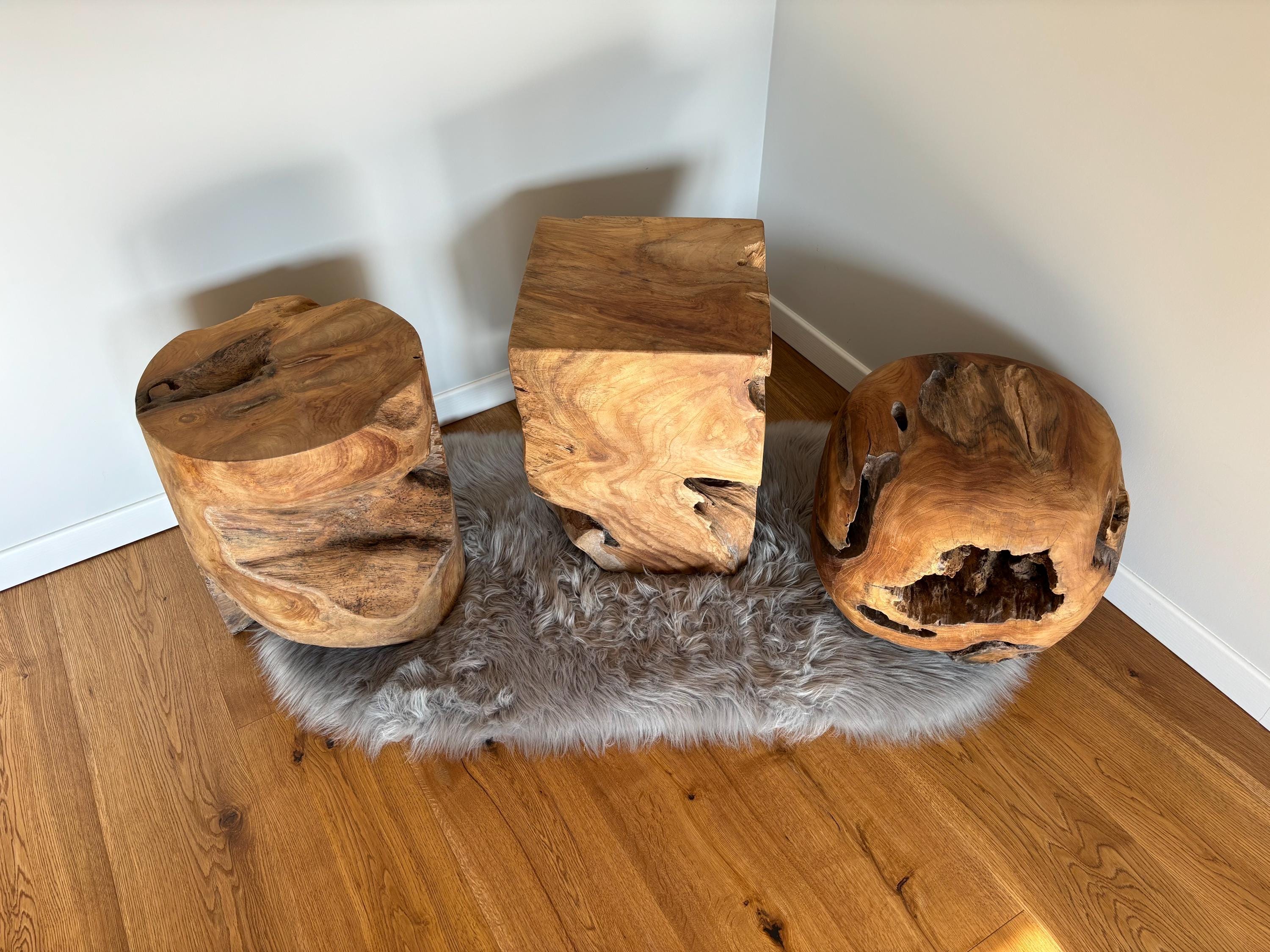 Rustic Log Bedside Table, Exotic Solid Wood Nightstand - Etsy