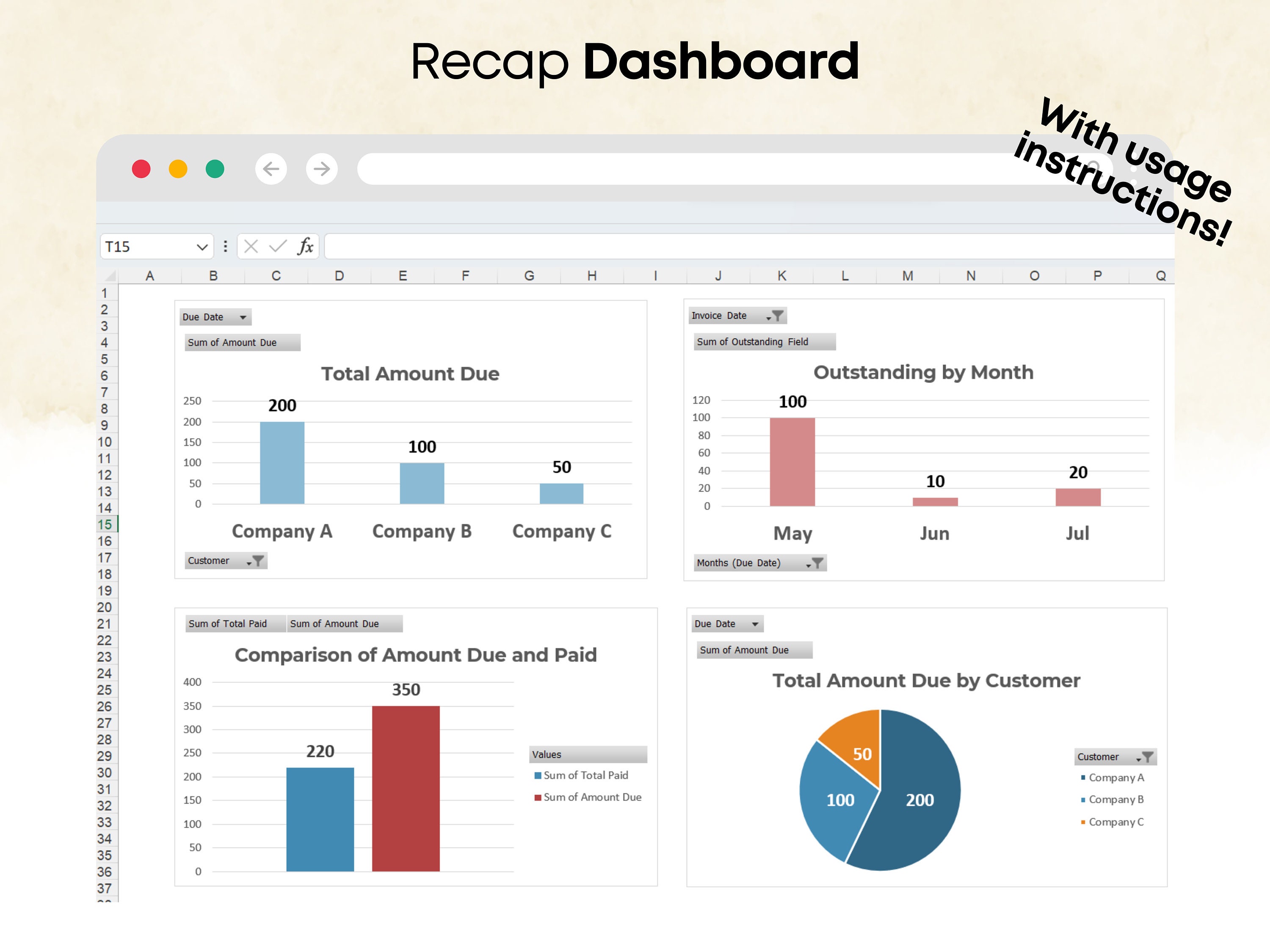 Invoice Tracker Excel Template, Payment Management Spreadsheet, Debt ...