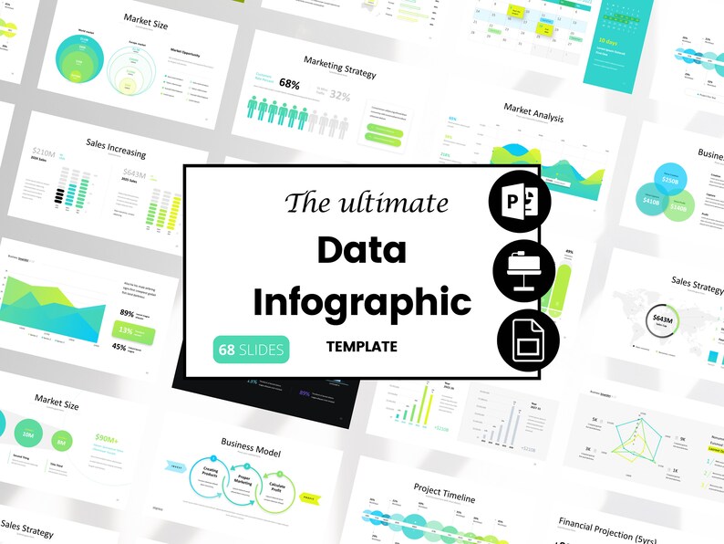 Data Infographic Powerpoint Theme, Data Analysis Slide Template, Chart ...
