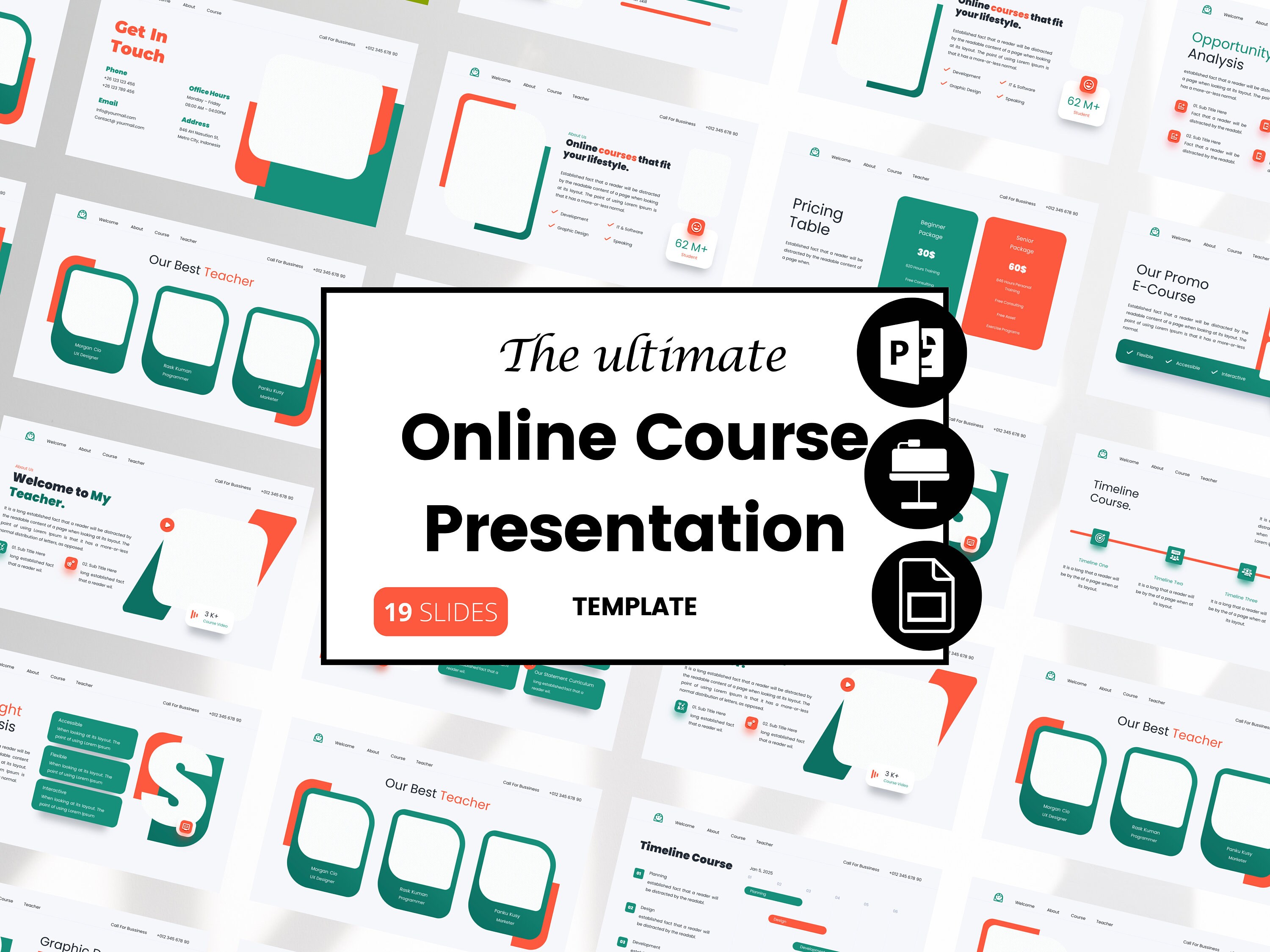 Online Course Presentation for Teacher, Education Powerpoint Template ...