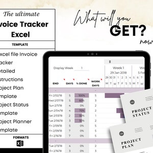 Invoice Tracker Excel Template, Payment Management Spreadsheet, Debt Management Tracker, Digital ...