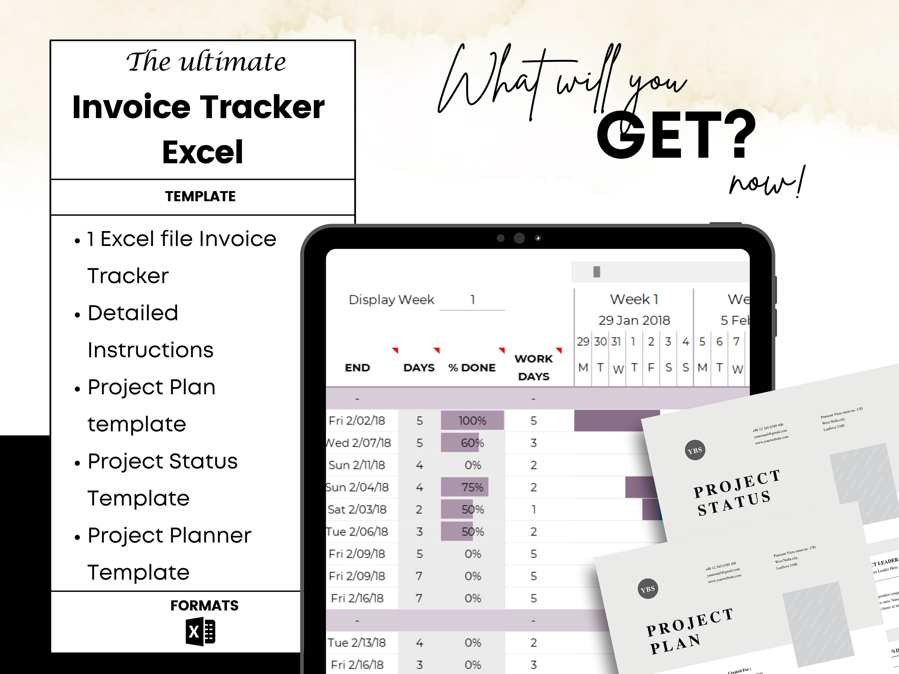 Invoice Tracker Excel Template, Payment Management Spreadsheet, Debt Management Tracker, Digital ...