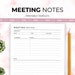 Printable PDF Meeting Notes Template With Action Items, Meeting Minutes ...