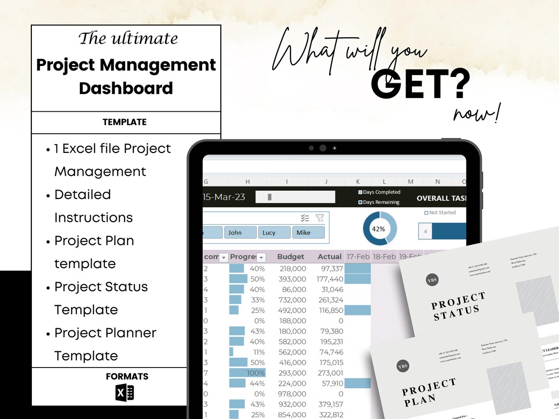 Project Management Dashboard Excel Template, Project Manager Tool ...