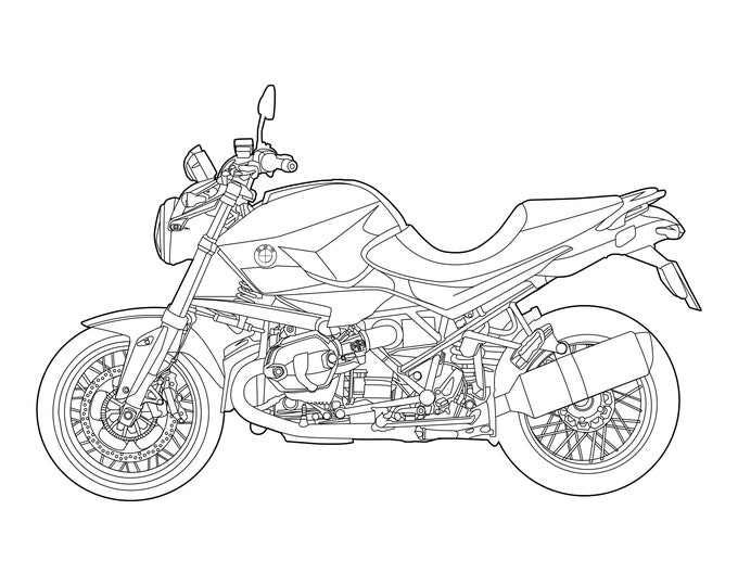 BMW Motorrad I Vector Line Drawing Illustration, Digital Vector, Line ...