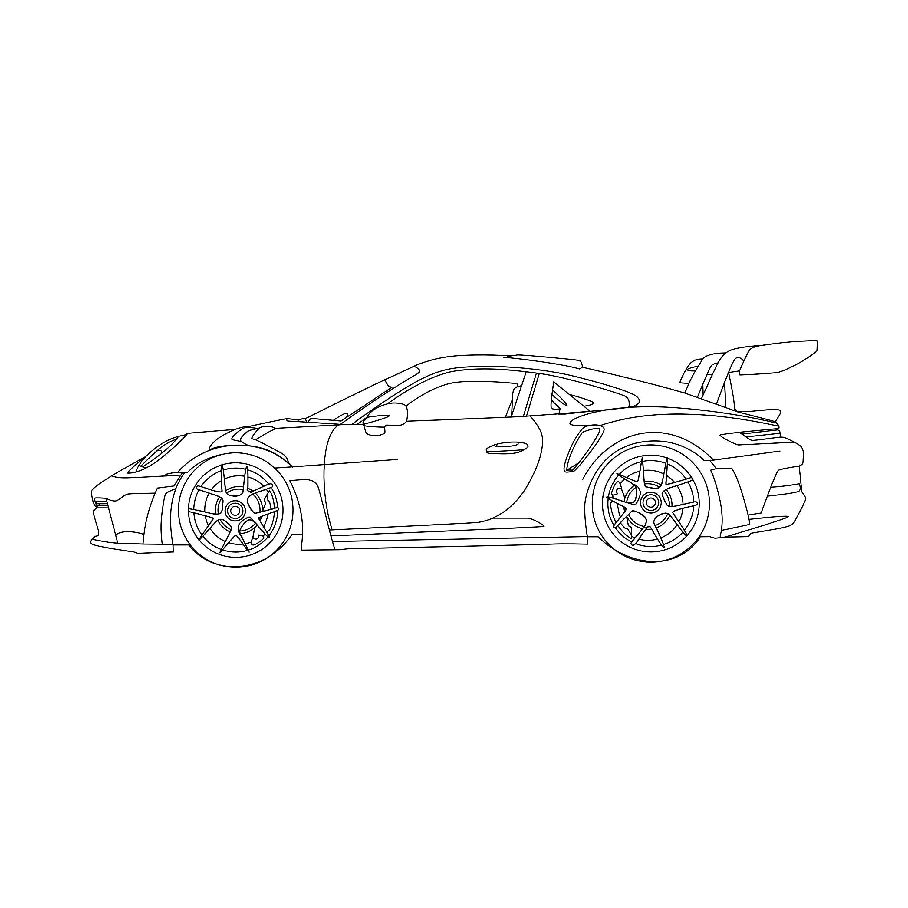 German Sports Cars GT3 Vector Line Drawing Illustration, Digital Vector ...