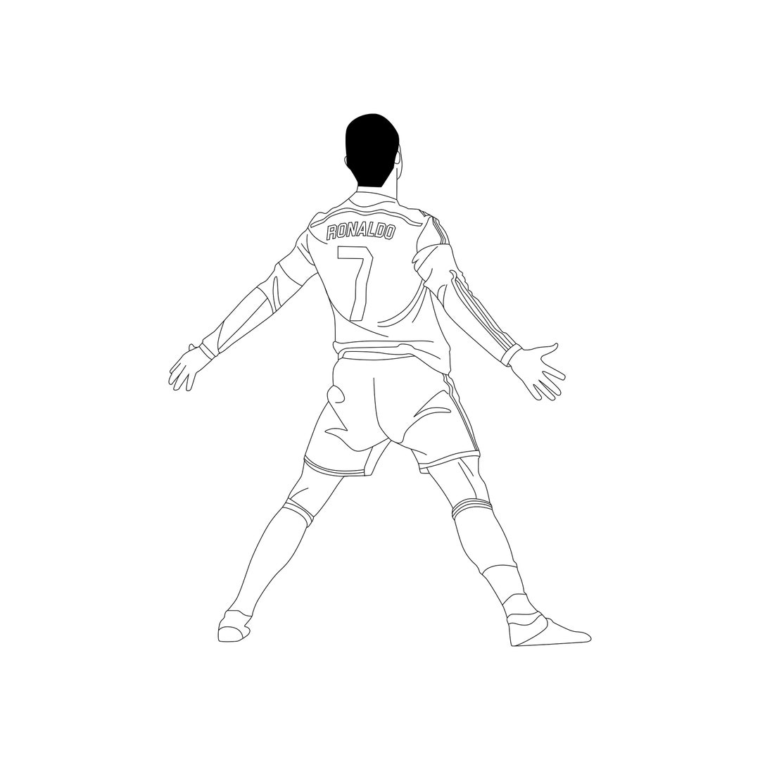 Cristiano Ronaldo vector line drawing illustration, Digital Vector ...