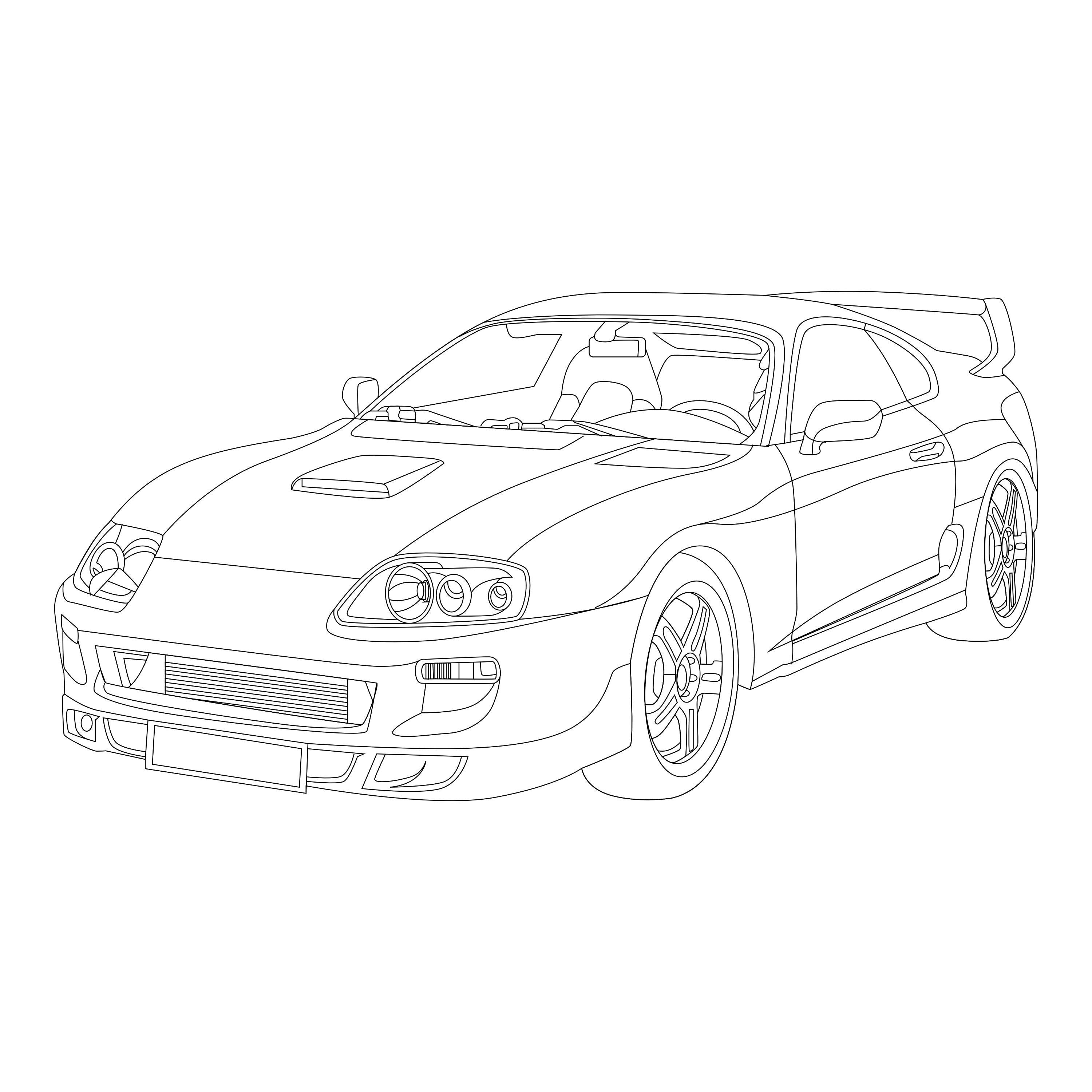Toyota Supra Mk4 I Vector Line Drawing Illustration, Digital Vector ...
