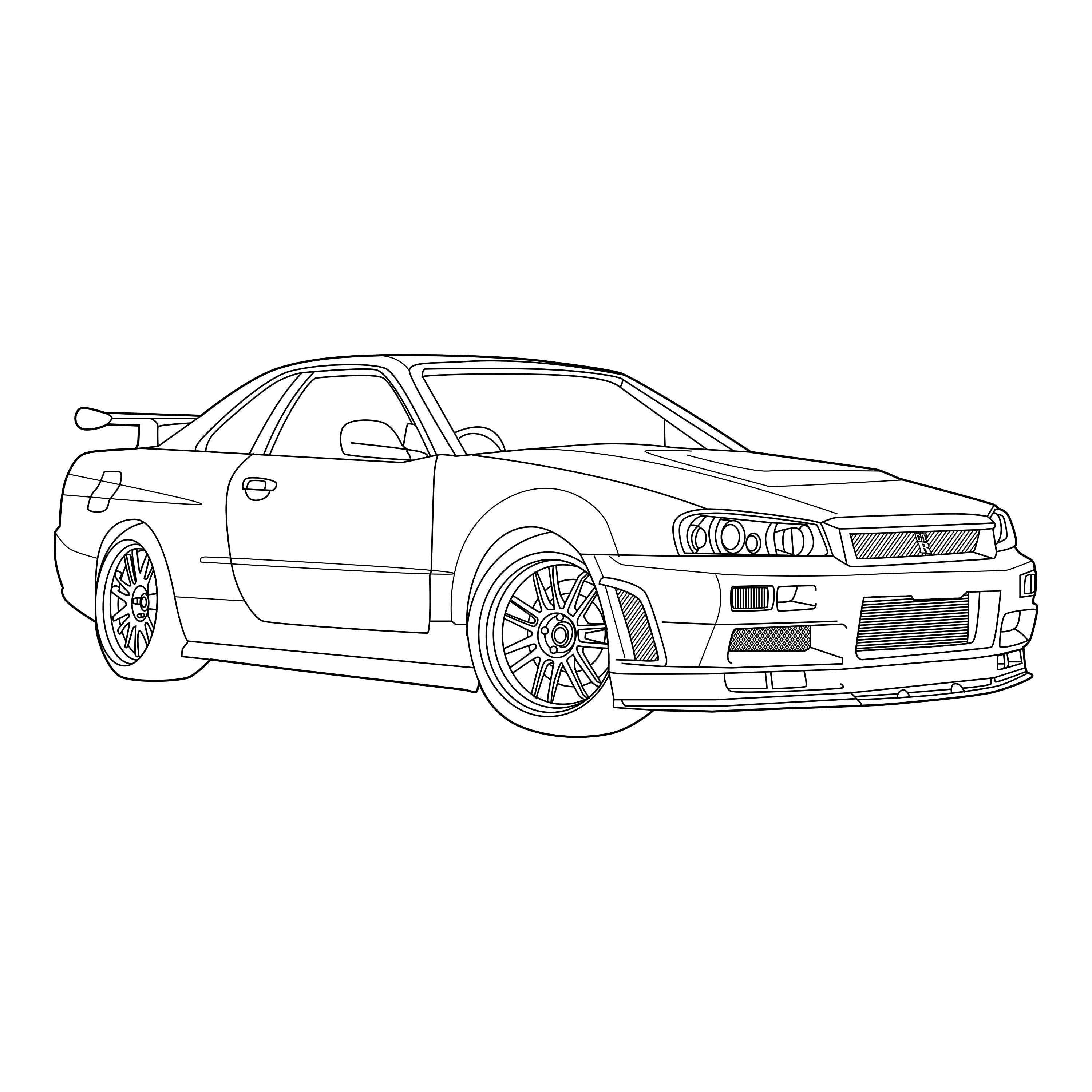 Nissan Skyline R34 Vector Line Drawing Illustration, Digital Vector ...