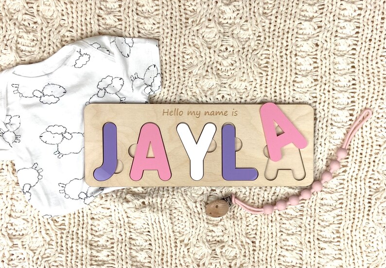 Name Puzzle CUSTOM Wood and Acrylic Baby Kid Gift Girl - Etsy