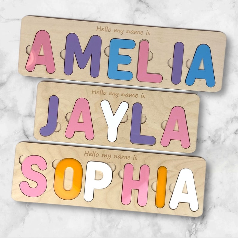 Name Puzzle CUSTOM Wood and Acrylic Baby Kid Gift Girl - Etsy