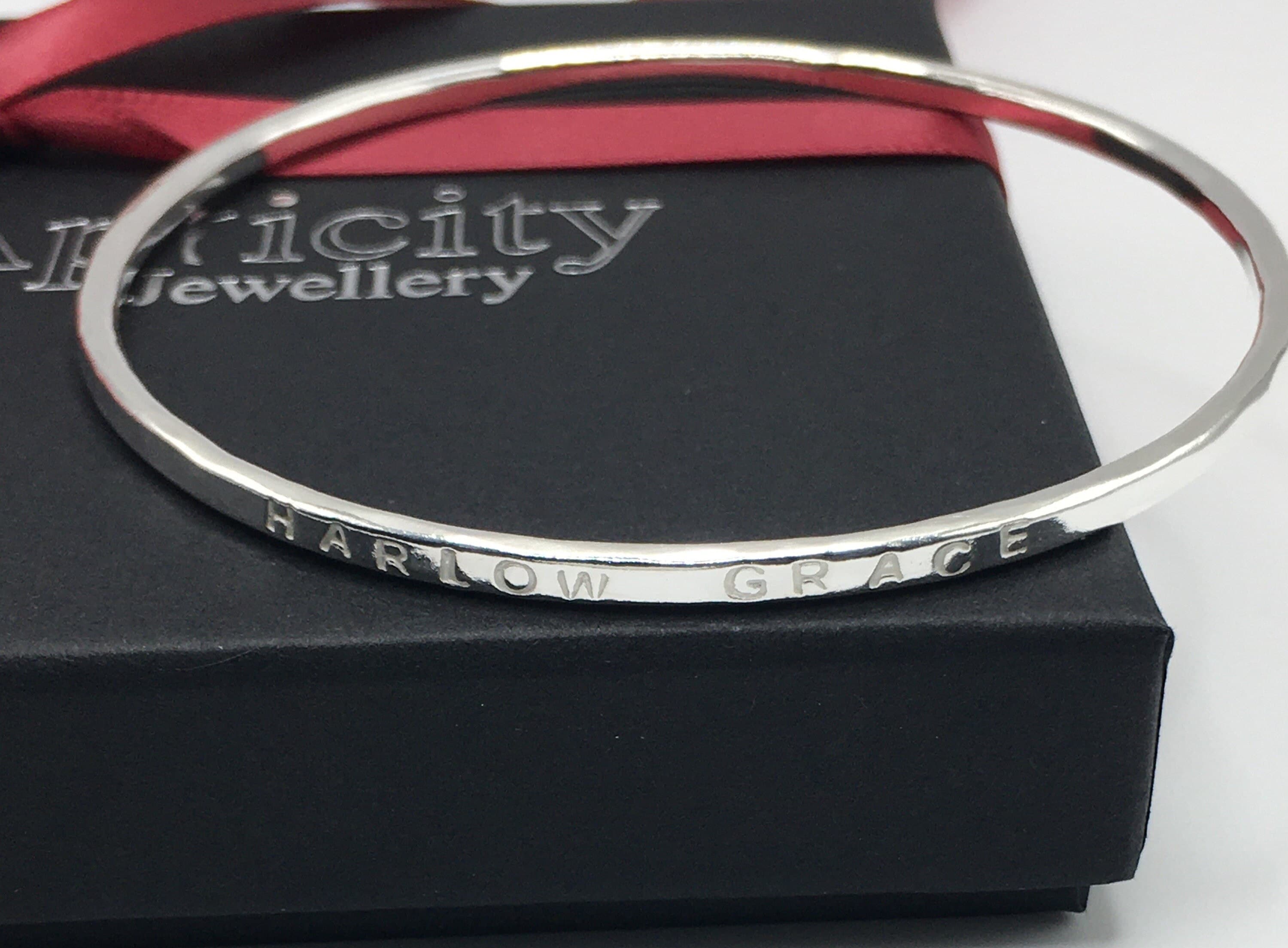 Personalised Silver Bangle , Sterling Silver Bangle, Silver Bracelet ...