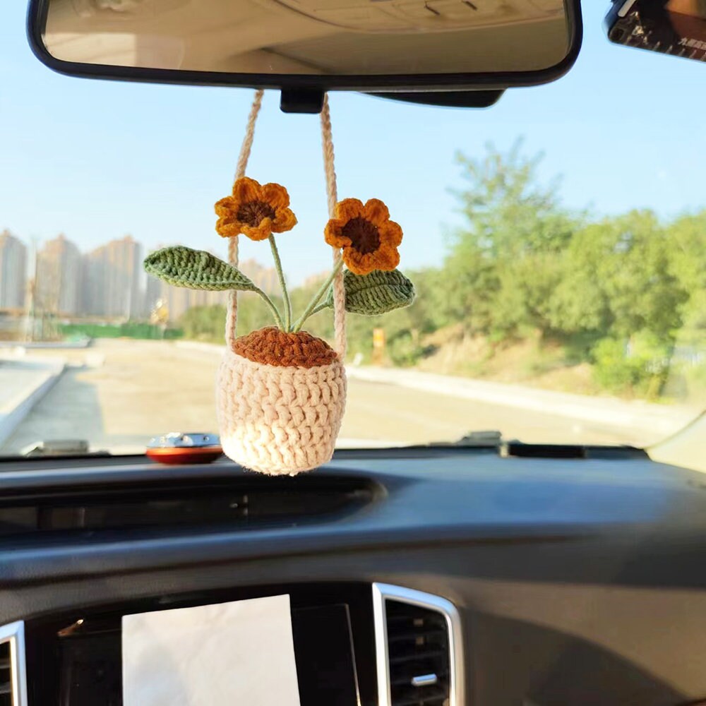 Crochet Sunflowers Car Hanging Car Daisy Plantcute Flower - Etsy