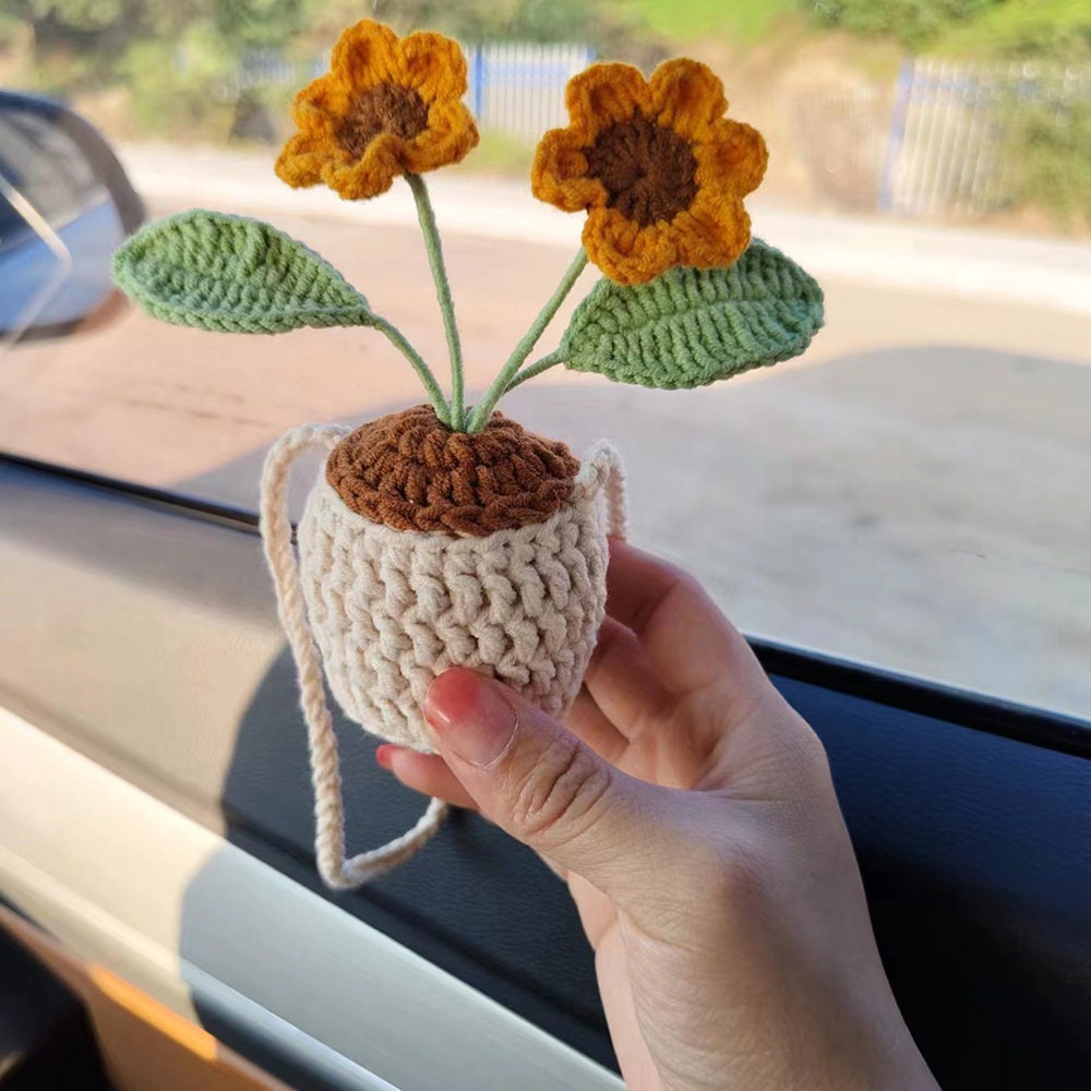 Crochet Sunflowers Car Hanging Car Daisy Plantcute Flower - Etsy