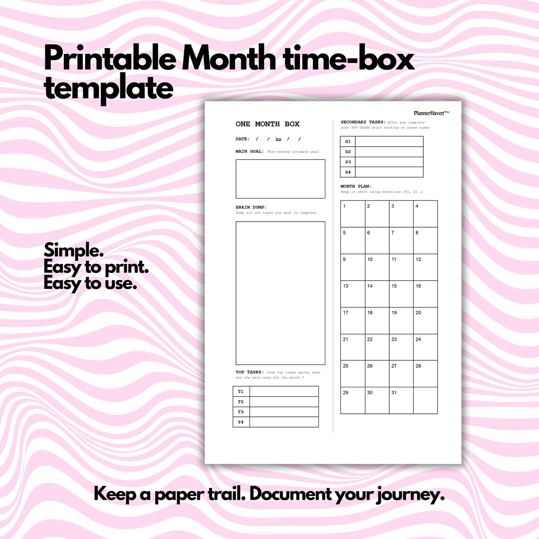 Monthly Timebox Planner PDF | Adhd-friendly Digital To-do List | Time ...