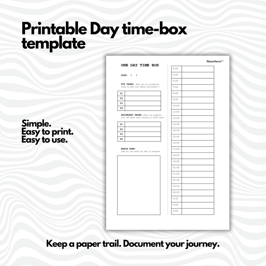 Daily Timebox Planner: Printable To-do List (digital Download) - Etsy
