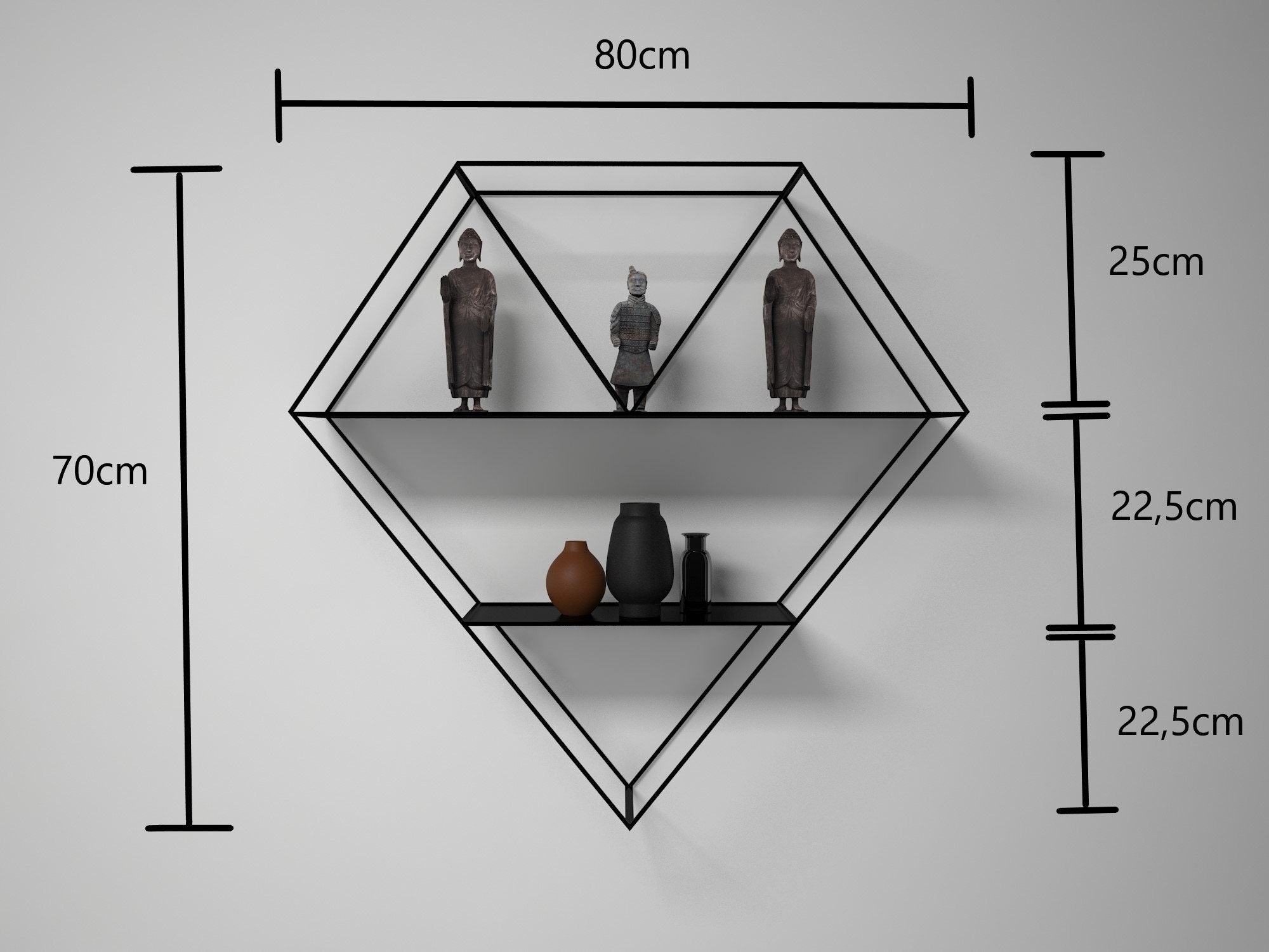 Diamond Wall Shelf,metal Black Wall Shelf,large Decorative Shelf for ...