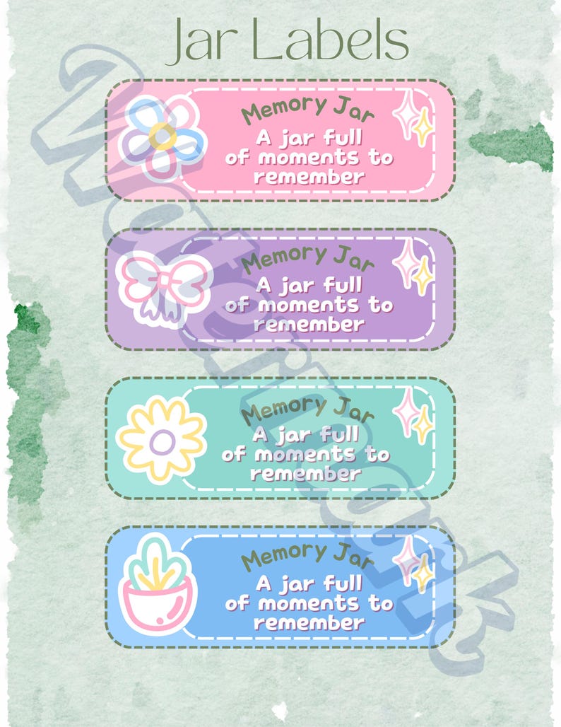 Memory Jar Printable Kit (US Letter Version), Slips + Jar Labels ...