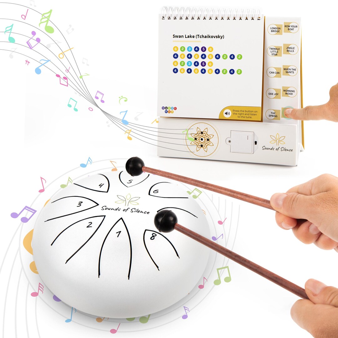 Steel Tongue Drum Music Kit and Audio Songbook Stand, Listen, Play ...