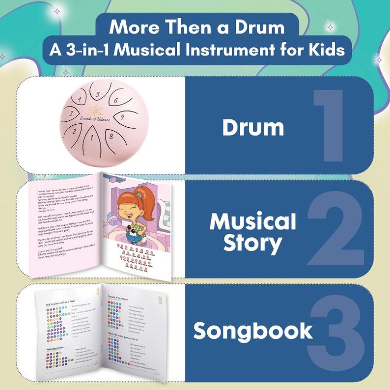 Steel Tongue Drum for Kids, Emma's Magic Calm Drum, Storybook ...