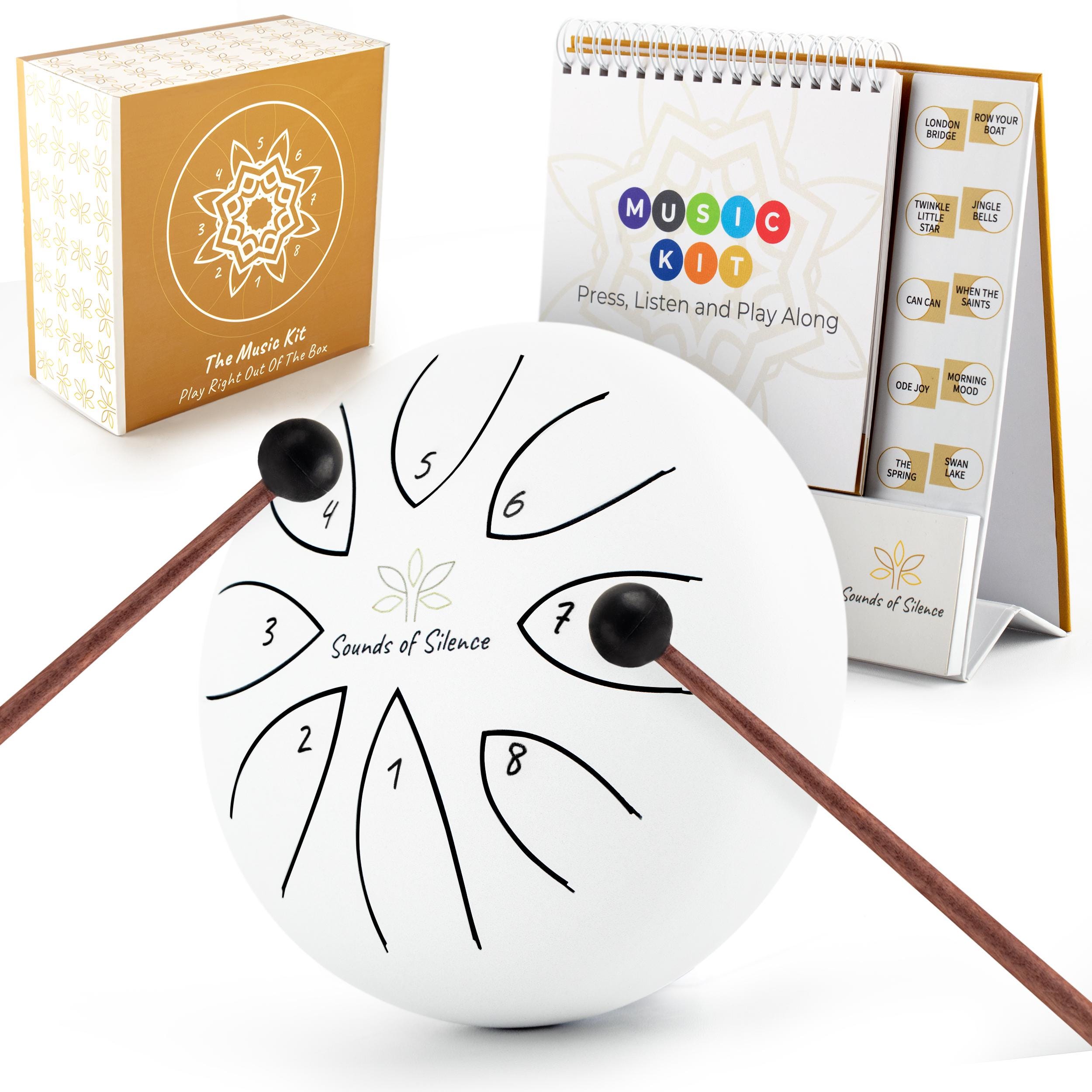 Steel Tongue Drum Music Kit and Audio Songbook Stand, Listen, Play ...