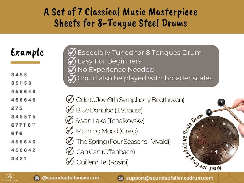 A Set of Classical Music Masterpiece Sheets for 8-tongue Steel Drums - Etsy