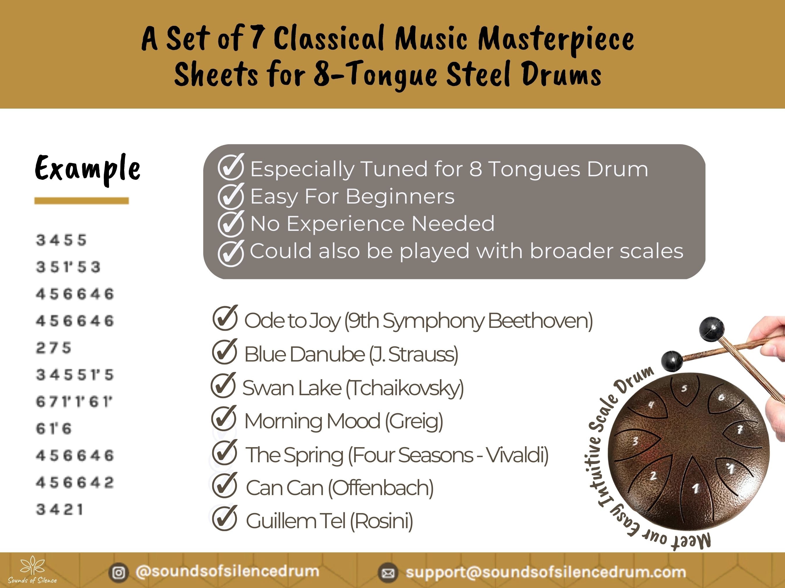 A Set of Classical Music Masterpiece Sheets for 8-tongue Steel Drums - Etsy