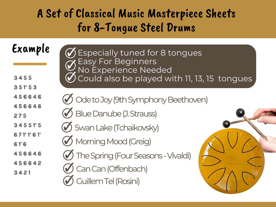 A Set of Classical Music Masterpiece Sheets for 8-tongue Steel - Etsy
