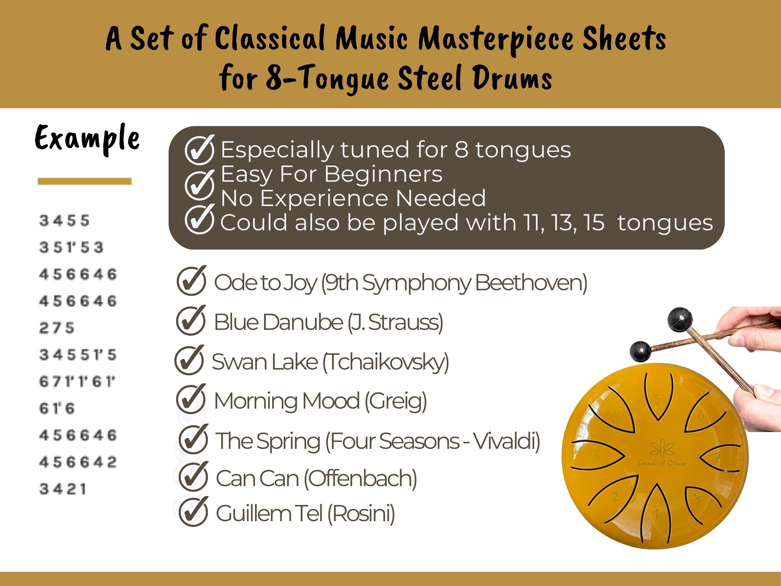 A Set of Classical Music Masterpiece Sheets for 8-tongue Steel - Etsy