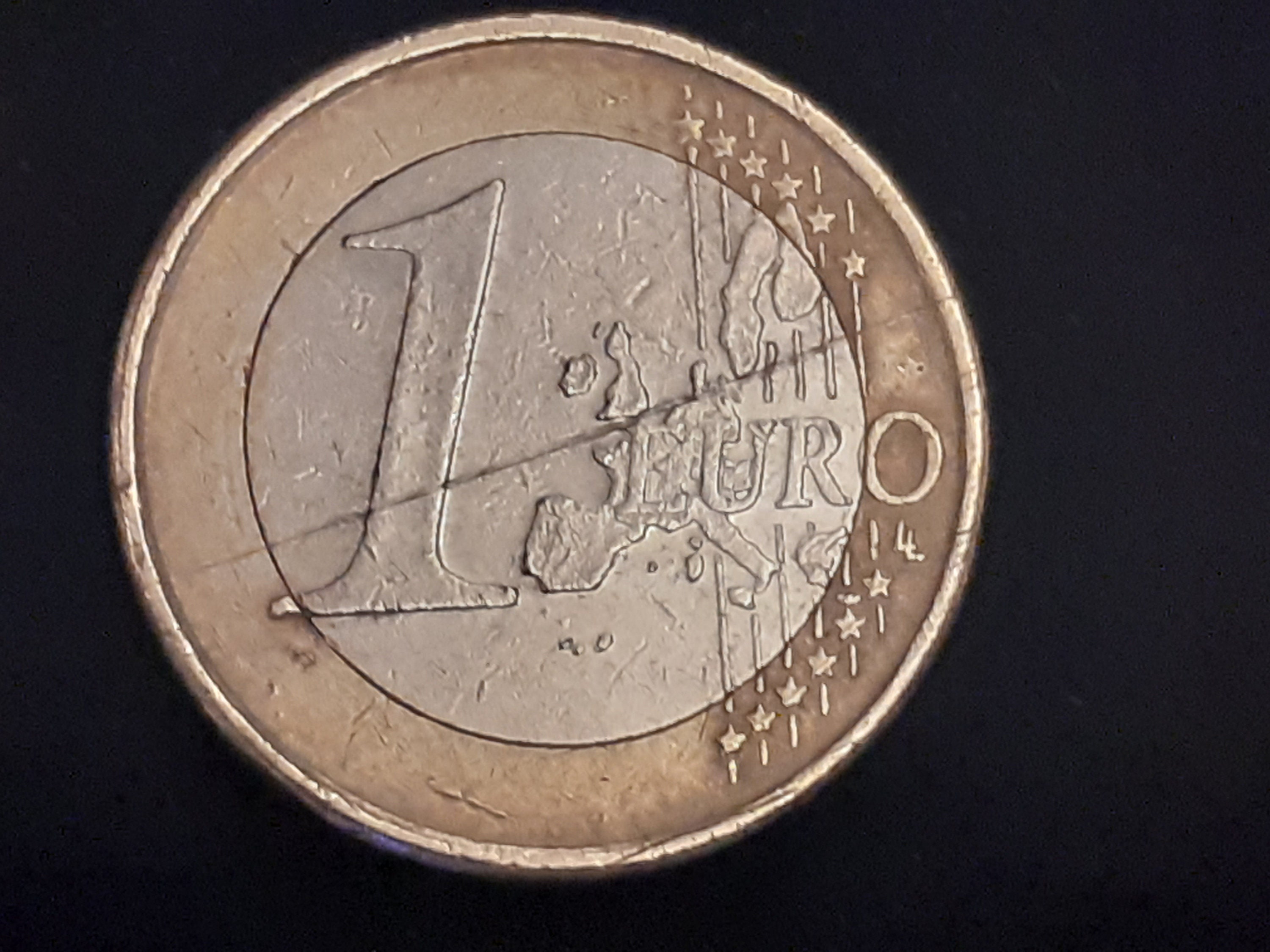 Pièce très rare 1 euro Allemagne 2002 erreur de frappe barre transverse ...