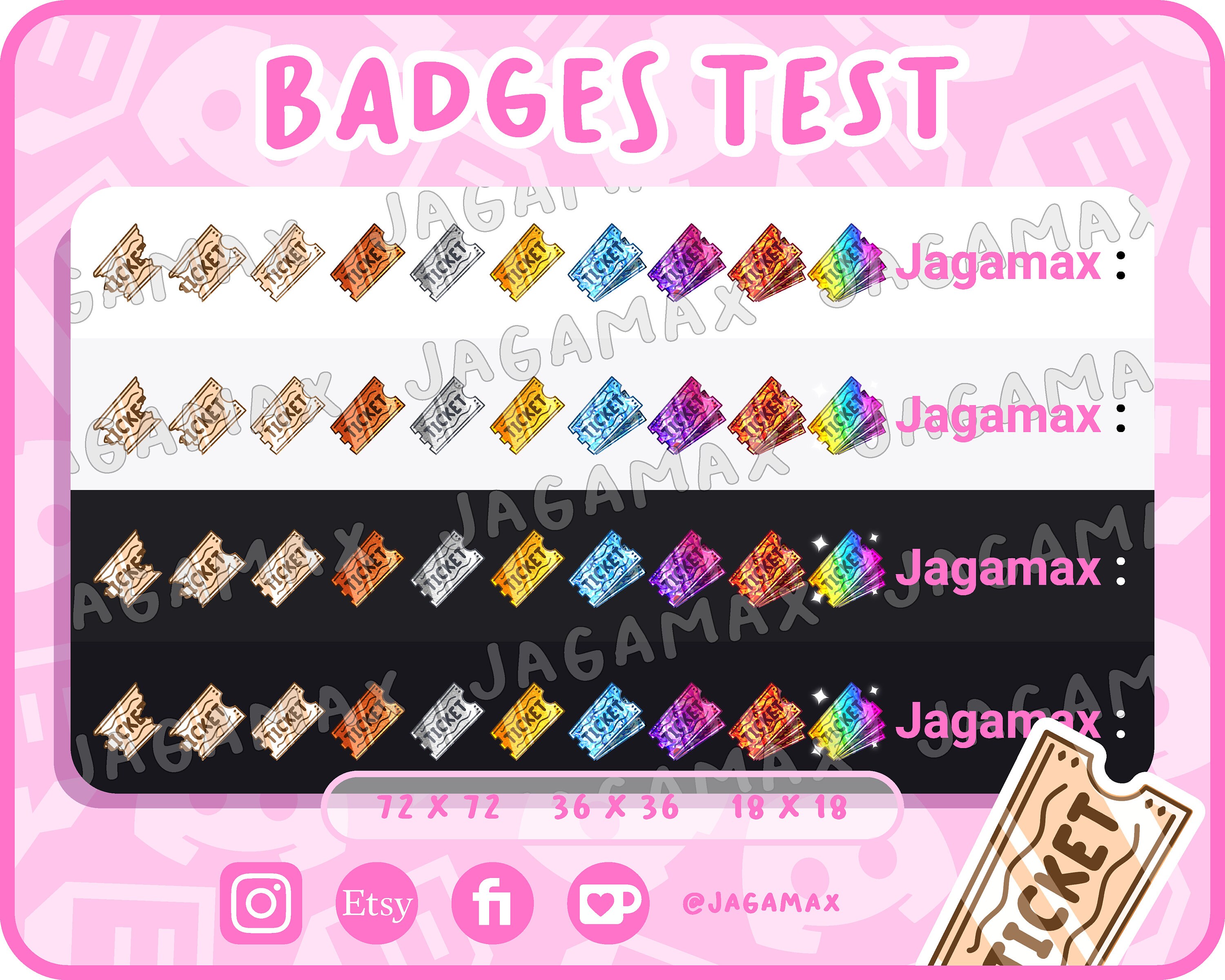 10x Twitch Sub / Bit Badges - Kawaii Ticket / Paper / Sub Badges for ...