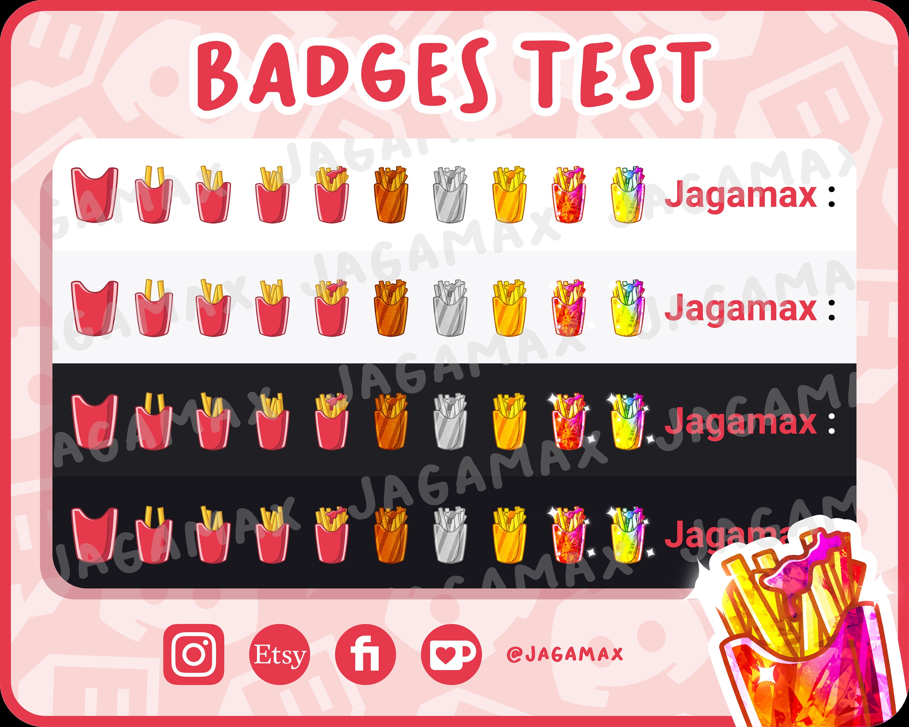 10x Twitch Sub / Bit Badges - Kawaii Cute French Fries / Potato / Chips ...