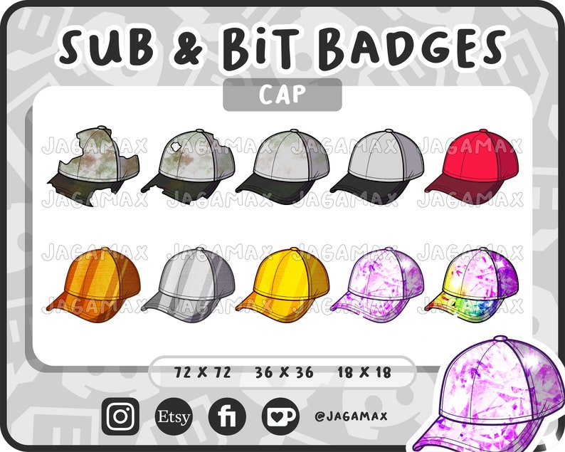 10x Twitch Sub / Bit Badges - Cap / Hat / Headgear / Helmet / Beanie ...