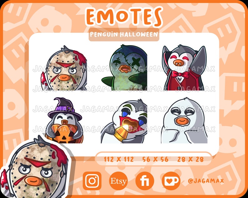6x Twitch Emote / Cute Penguin Emoji Halloween Pack #1 (candy, Ghost ...
