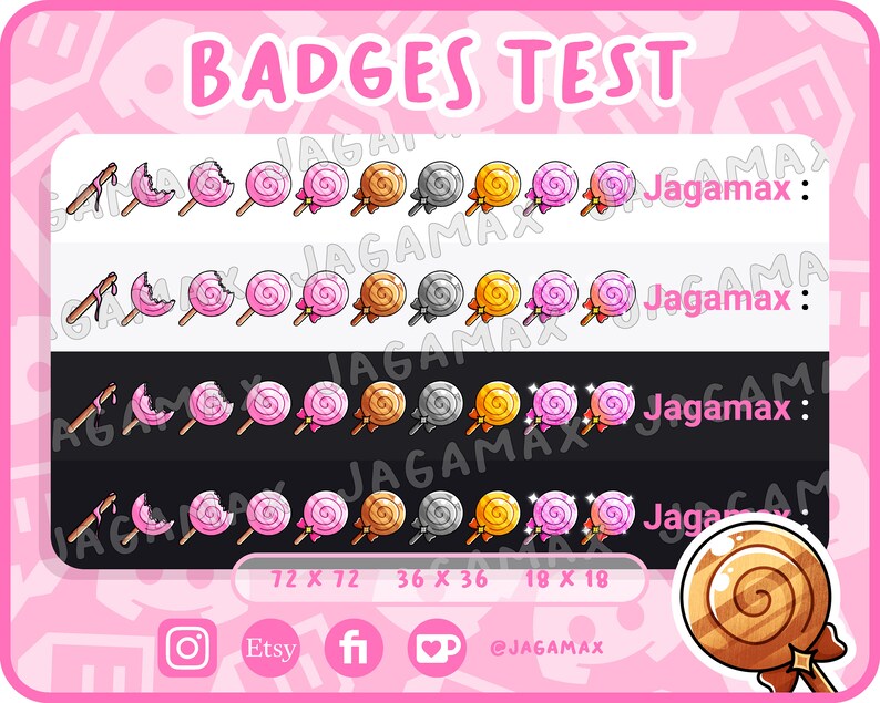 10x Twitch Sub / Bit Badges - Lollipop Candy / Sugar / Sub Badges for ...