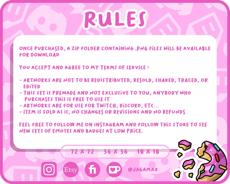 10x Twitch Sub / Bit Badges - Cute Kawaii Donuts / Biscuit / Glitter ...