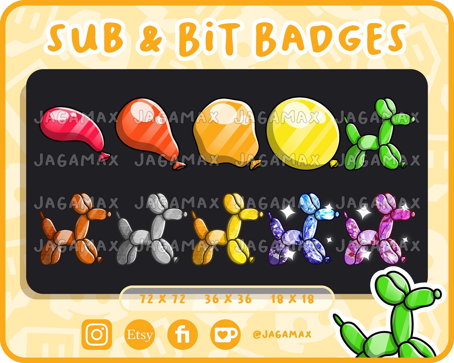 10x Twitch Sub / Bit Badges - Kawaii Cute Balloon / Dog / Blow / Sub ...