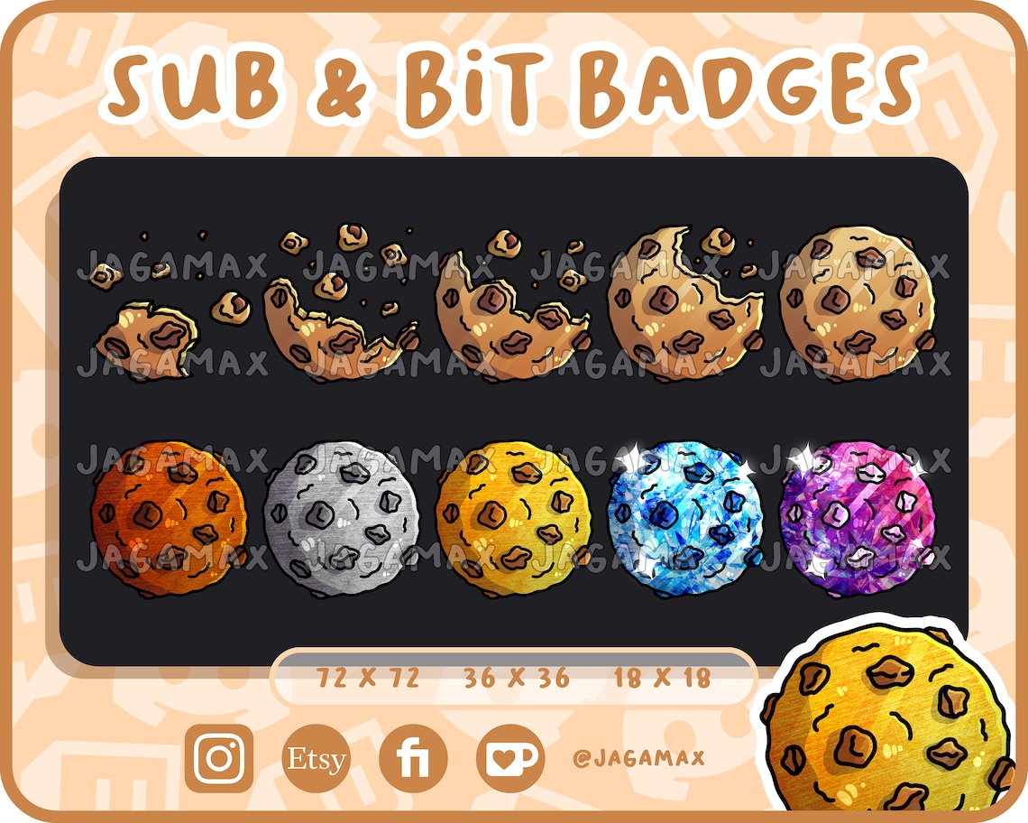 10x Twitch Sub / Bit Badges - Cute Kawaii Cookie / Biscuit / Butter ...