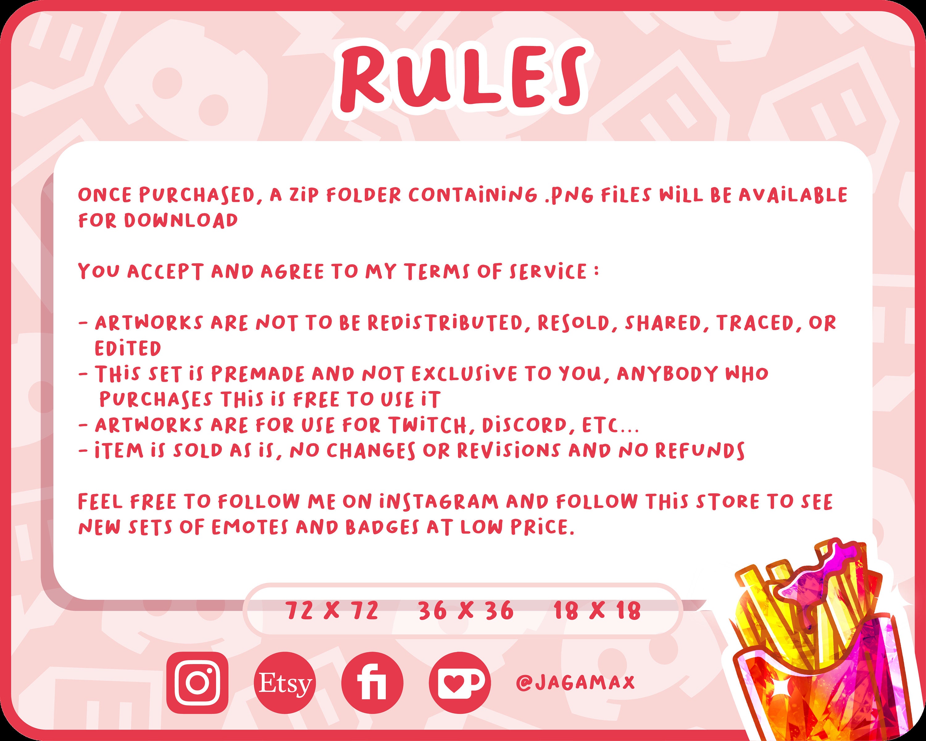 10x Twitch Sub / Bit Badges - Kawaii Cute French Fries / Potato / Chips ...