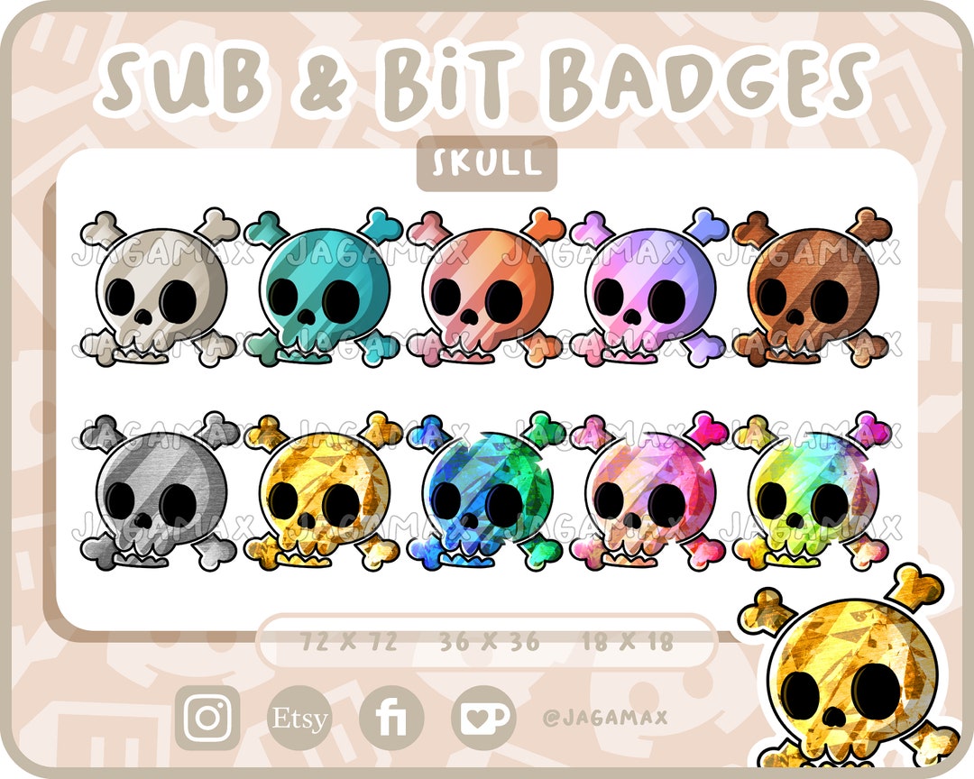 10x Twitch Sub / Bit Badges - Cute Skull / Head / Sub Badges for ...